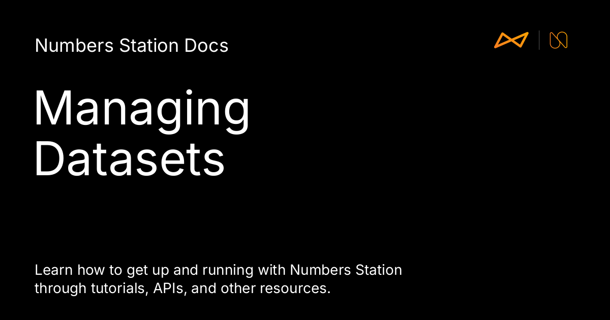 Create A Dataset Numbers Station Docs
