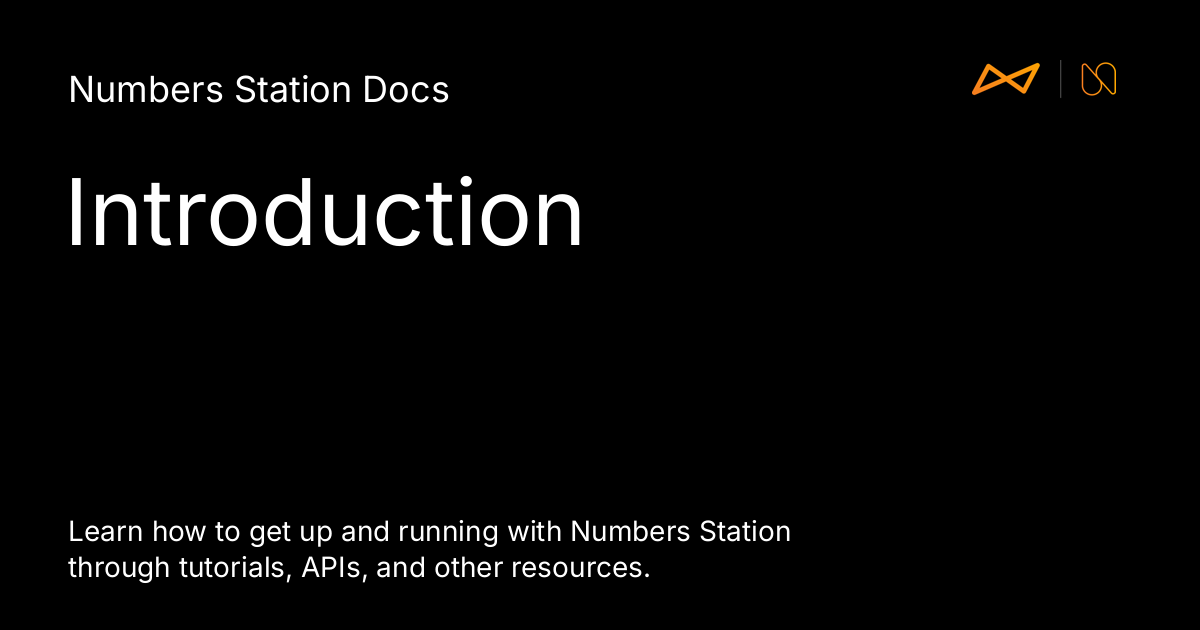 Introduction - Numbers Station Docs Introduction - Numbers Station Docs